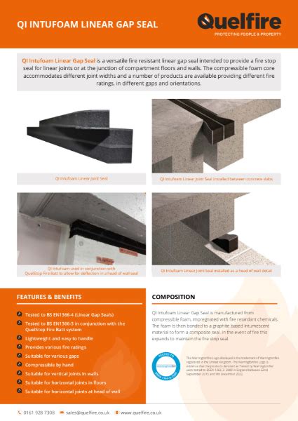 Product Data Sheet Qi Intufoam Intumescent Foam Linear Gap Seal Quelfire Nbs Source