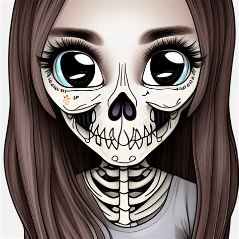 Simpatici Occhi Adorabili Viso Perfetto Scheletro Illustrazione Del Cartone Animato Kawaii