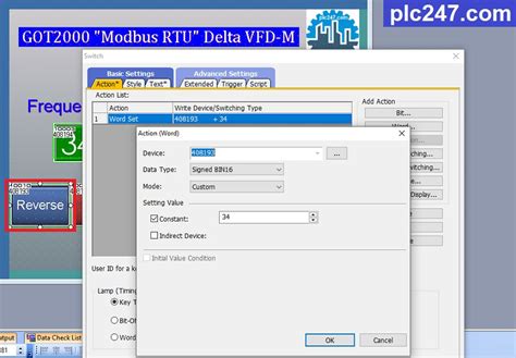Mitsubishi HMI Modbus RTU Delta VFD M Tutorial Plc