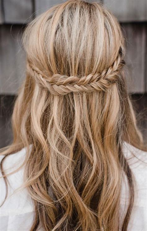Half Up Half Down Braid Hairstyles Boho Wedding Hairstyles