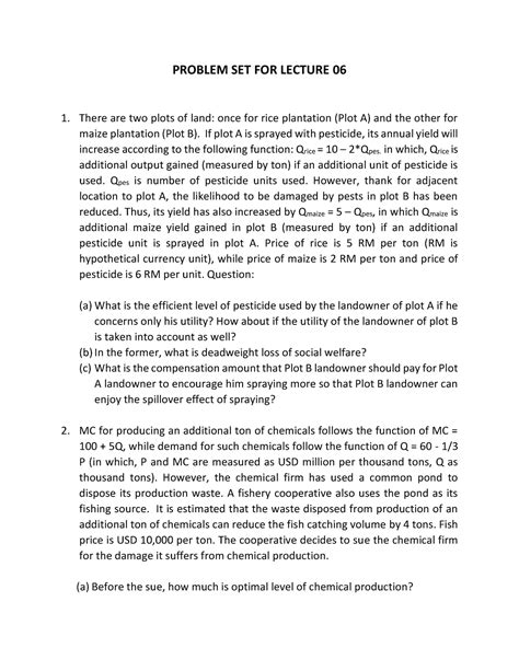 Lecture 6 Problem Set Chapter 2 Extra Problem Set For Lecture 06