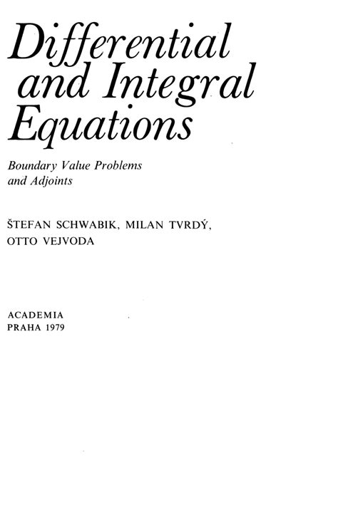 Pdf Differential And Integral Equations Boundary Value Problems And Adjoints
