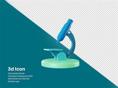 Premium Psd Research Microscope 3d Render Illustration