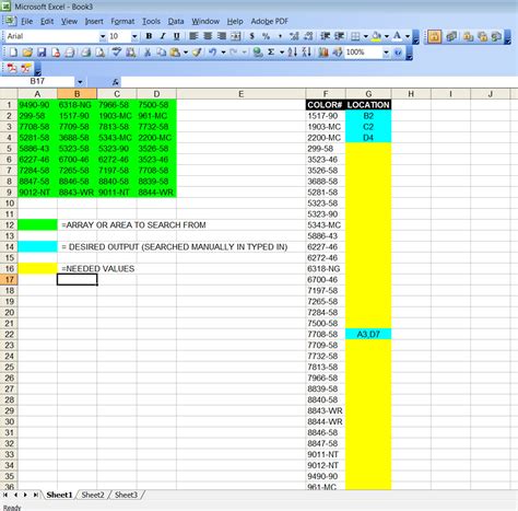 Search How To Output Find Result Or Cell Location In Array Or