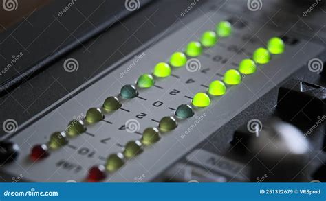 LED Indicator Of Sound Level Signal On The Mixing Console In Macro Stock Video Video Of