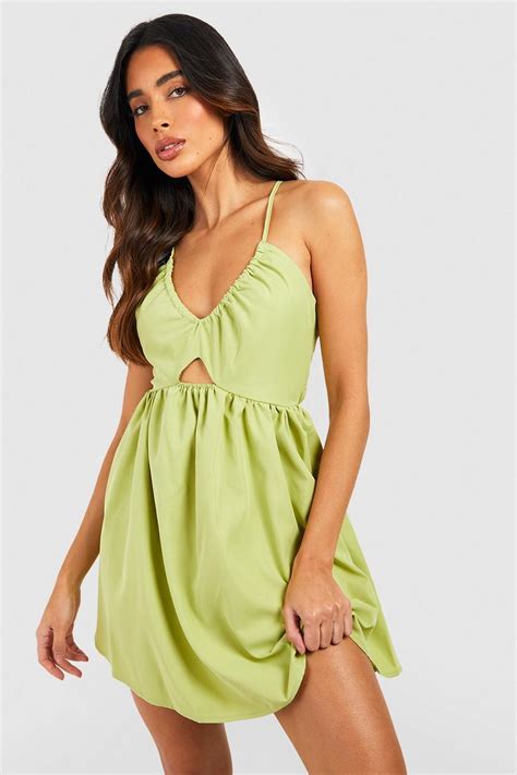 Cut Out Strappy Skater Dress Boohoo