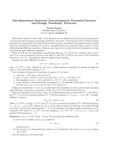 Pdf One Dimensional Monotone Non Autonomous Dynamical Systems And Strange Nonchaotic Attractors