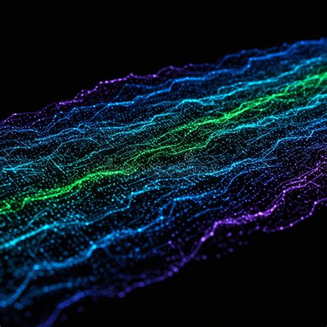 Abstract Digital Art Featuring Interconnected Points And Lines Forming A Wavy Mesh Stock