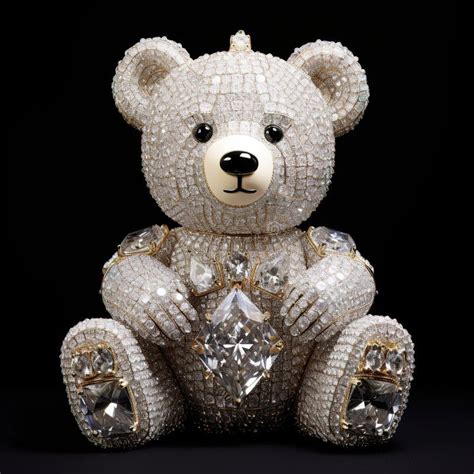 Beautiful Diamond Encrusted Teddybear Generative Ai Stock Illustration