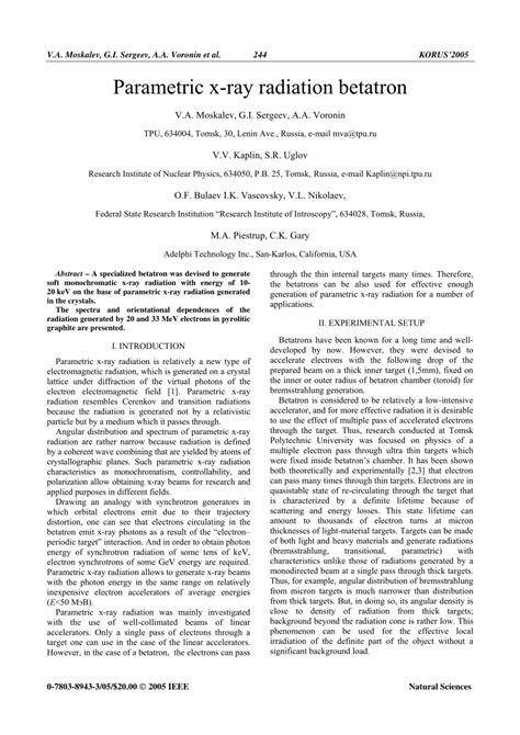 Pdf Parametric X Ray Radiation Betatron