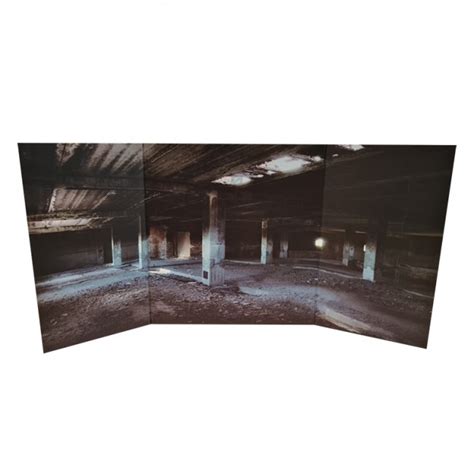 Abandoned Warehouse Background Diorama Grey Machinegun