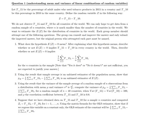 Solved Question 1 Understanding Mean And Variance Of Linear