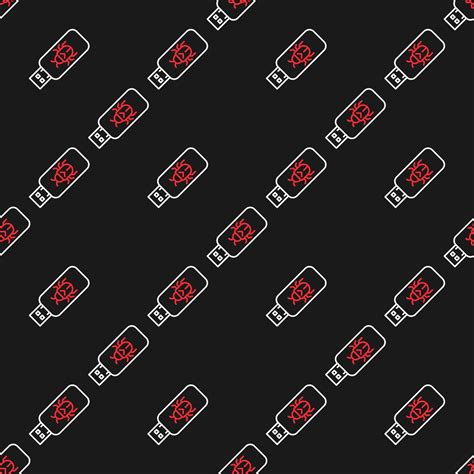Usb Portable Device With Computer Virus Security Thin Line Seamless Pattern 50570083 Vector Art