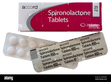 Packet Of Spironolactone Tablets Pack Of 28 Tablets 25 Mg With Blister Pack Isolated On White