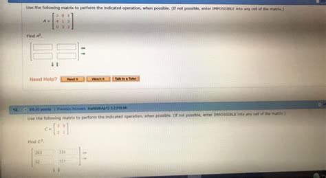 Solved Use The Following Matrix To Perform The Indicated Chegg