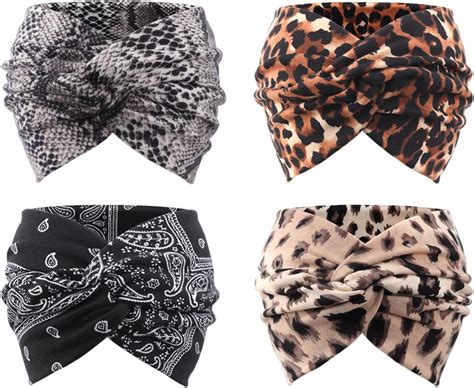 Dreshow 4 Pack Turban Headbands For Women Wide Vintage Head Wraps