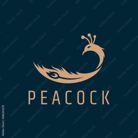 Peacock Feather Logo Vector Elegant Bird Flat Style Simple Modern