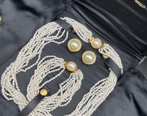 Vintage Andre Piasso Natural Fresh Water Pearls Set Ornate Bridal Multi Strand Great Condition