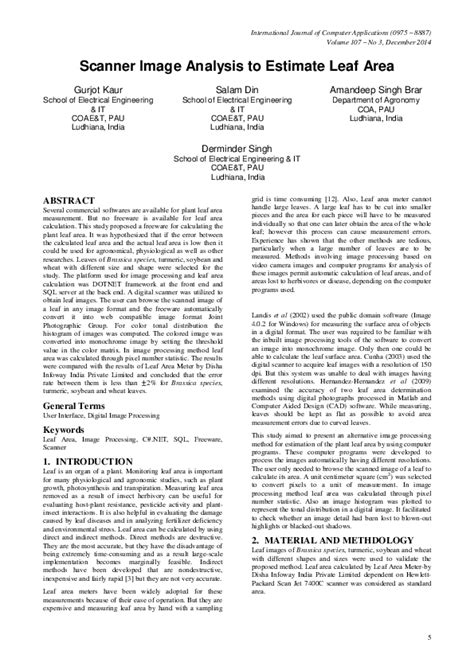 Pdf Scanner Image Analysis To Estimate Leaf Area