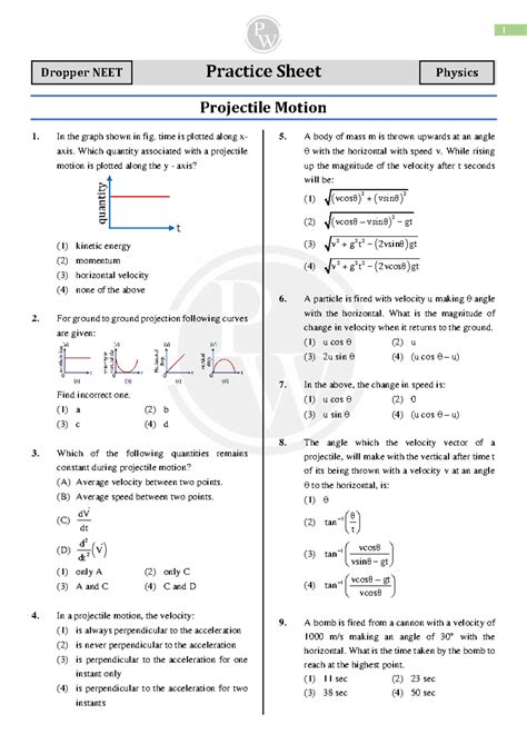 Practice Sheet Projectile Motion Physics Saurav Sir Megha Practice