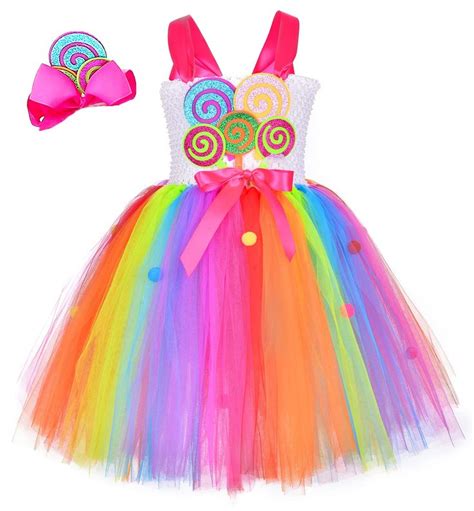 Tutu Dreams Rainbow Candy Tutu Dress For Girls 1 14y With Headband