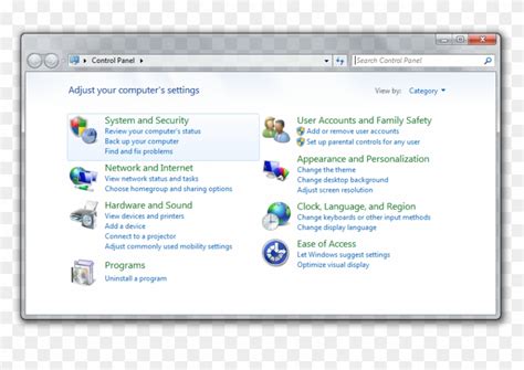 Windows 7 Control Panel Panel Control Windows 8 Clipart 3845554 Pikpng