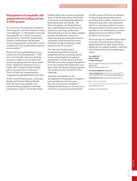 Pdf Management Of Pregabalin And Gabapentin Prescribing And Use In