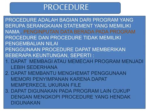 Procedure Dan Function Di Pascal Pptx