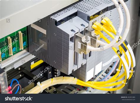 Stock Photo Plc Control Net Terminal Connection For Communication In Plc Scada System