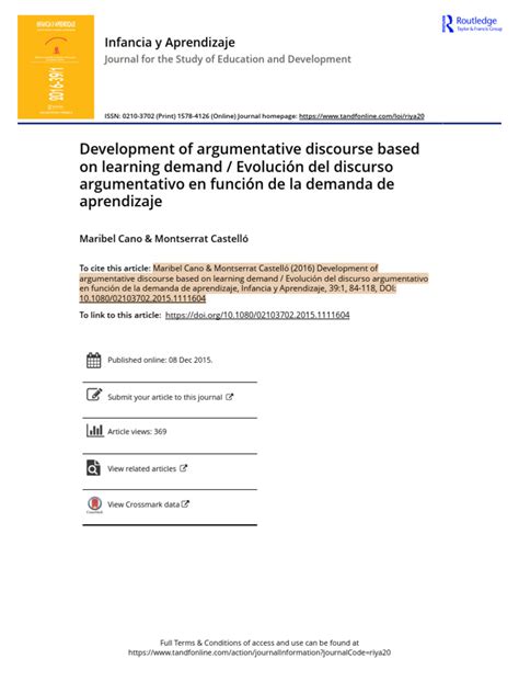 Development Of Argumentative Discourse Based On Learning Demand Evoluci