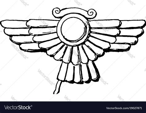 Assyrian Ornament Is A Winged Disk Motive Vintage Vector Image