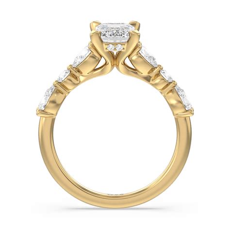 Glamorous Fancy Side Stone Hidden Halo Engagement Ring With Clarity