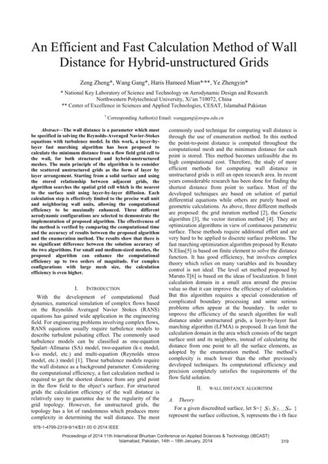 Pdf An Efficient And Fast Calculation Method Of Wall Distance For Hybrid Unstructured Grids