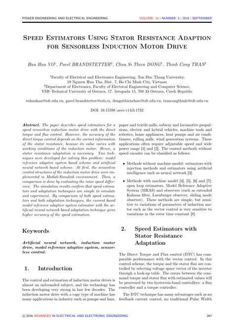 Pdf Speed Estimators Using Stator Resistance Adaptation For