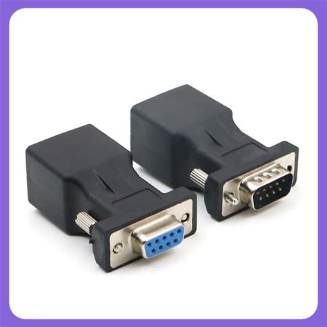 Db9 Rs232 Female Port To Rj45 Female Connector Db9 Serial Port Extender To Lan Cat5 Cat6 Rj45