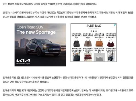 Dj 안예송 음주 사망사고로 징역 8년 확정 유머이슈 꾸르