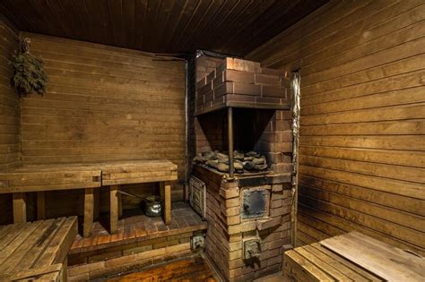 Premium Photo Standard Design Classic Wooden Russian Bath Sauna