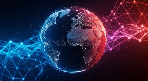 Global Network Connections Illuminated Globe With Vibrant Network