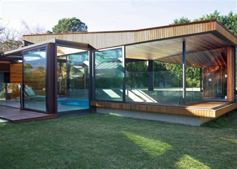 Made Groups Origami Pool House Has A Faceted Timber Ceiling