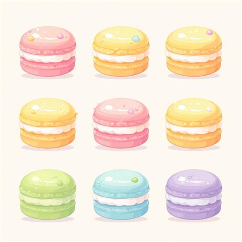 Premium Vector Delicate Macarons Colorful Cartoon Style