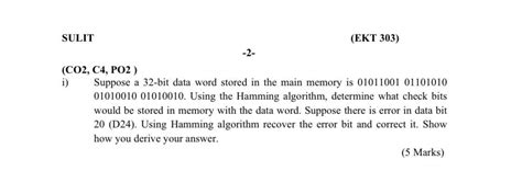 Solved I Suppose A 32 Bit Data Word Stored In The Main