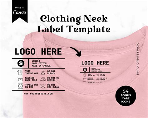 Editable Clothing Tag Template T Shirt Neck Label Garment Care Tag Wash Instructions Tagless