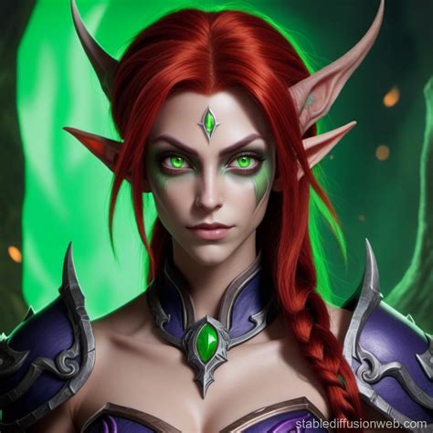 Night Elf Female From World Of Warcraft Topless In The Woods With An
