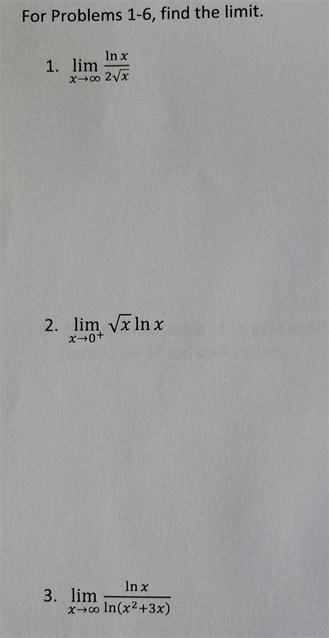 solved for problems 1 6 find the limit in x 1 lim x00 2x