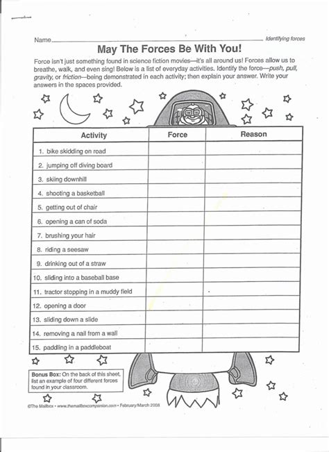 Grade 3 Science Worksheets Forces