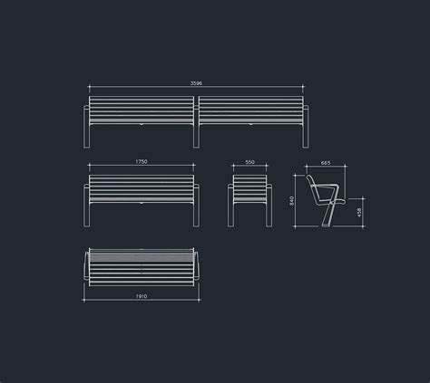 Banco Para Praças E Parques Dwg Autocad