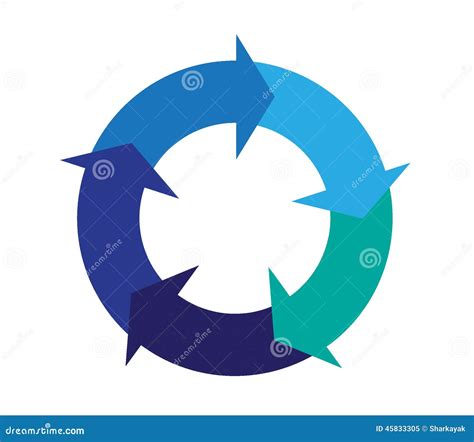 Five Chasing Arrows In A Circle In Cool Tones Cartoon Vector 45833305