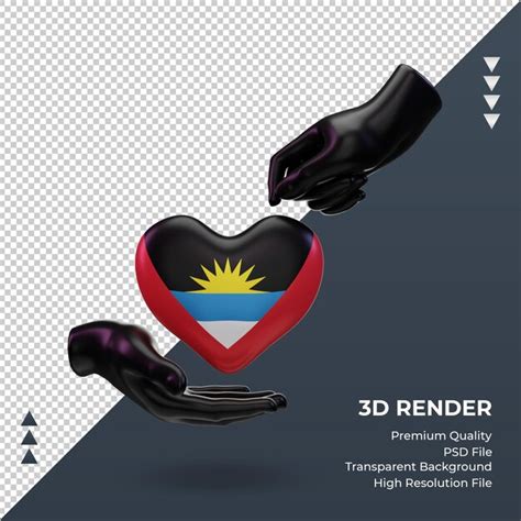 3d 자선의 날 앤티가 바부다 국기 렌더링 전면 보기 프리미엄 Psd 파일