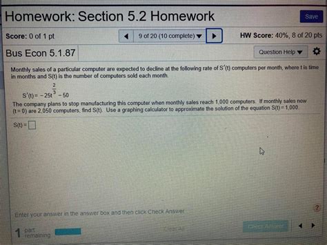 Solved Homework Section 5 2 Homework Save Score 0 Of 1 Pt