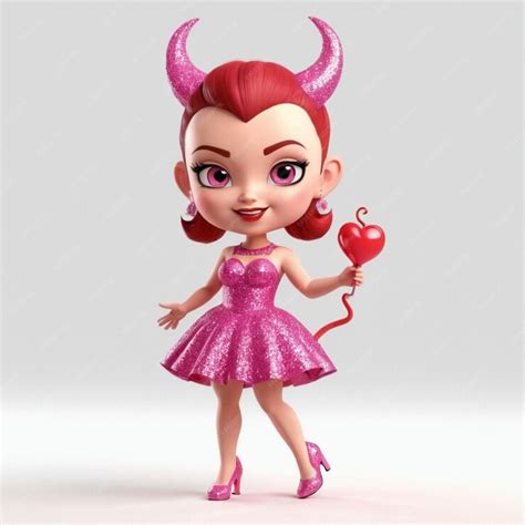 Premium Vector Devil Girl With Pink Glitter Dress Vector